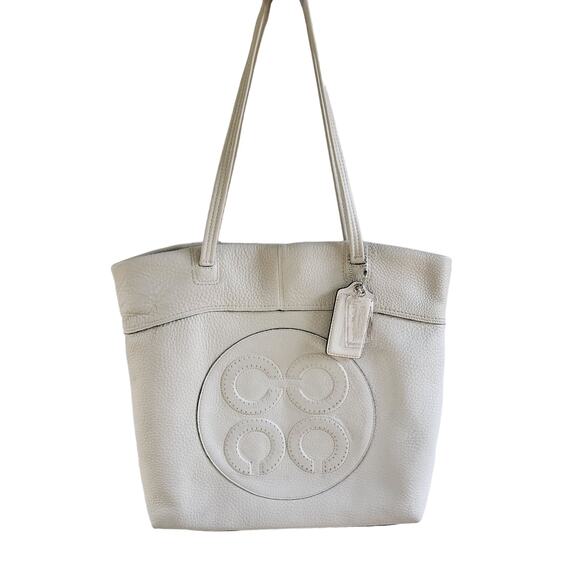 Coach | Bags | Authentic Coach Op Art Julia Cream Leather 4967 Travel ...